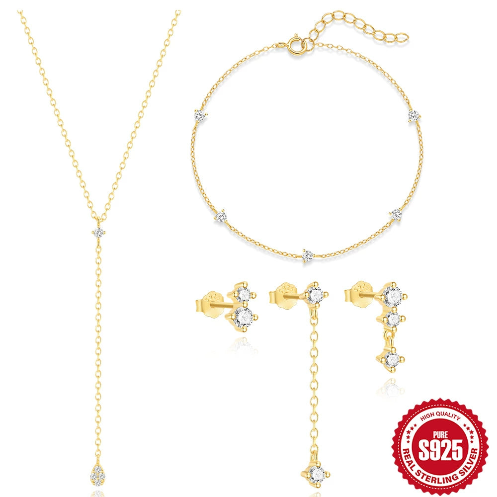 S925 Sterling Silver Unisex O Word Chain Jewelry Set With Electroplati ...