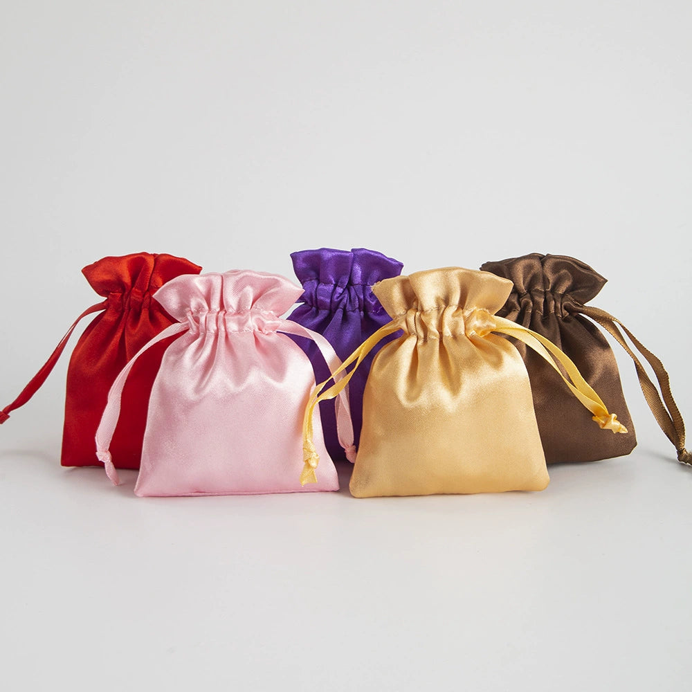Satin Cloth Drawstring Bag For Jewelry Storage With Silk Screen ...