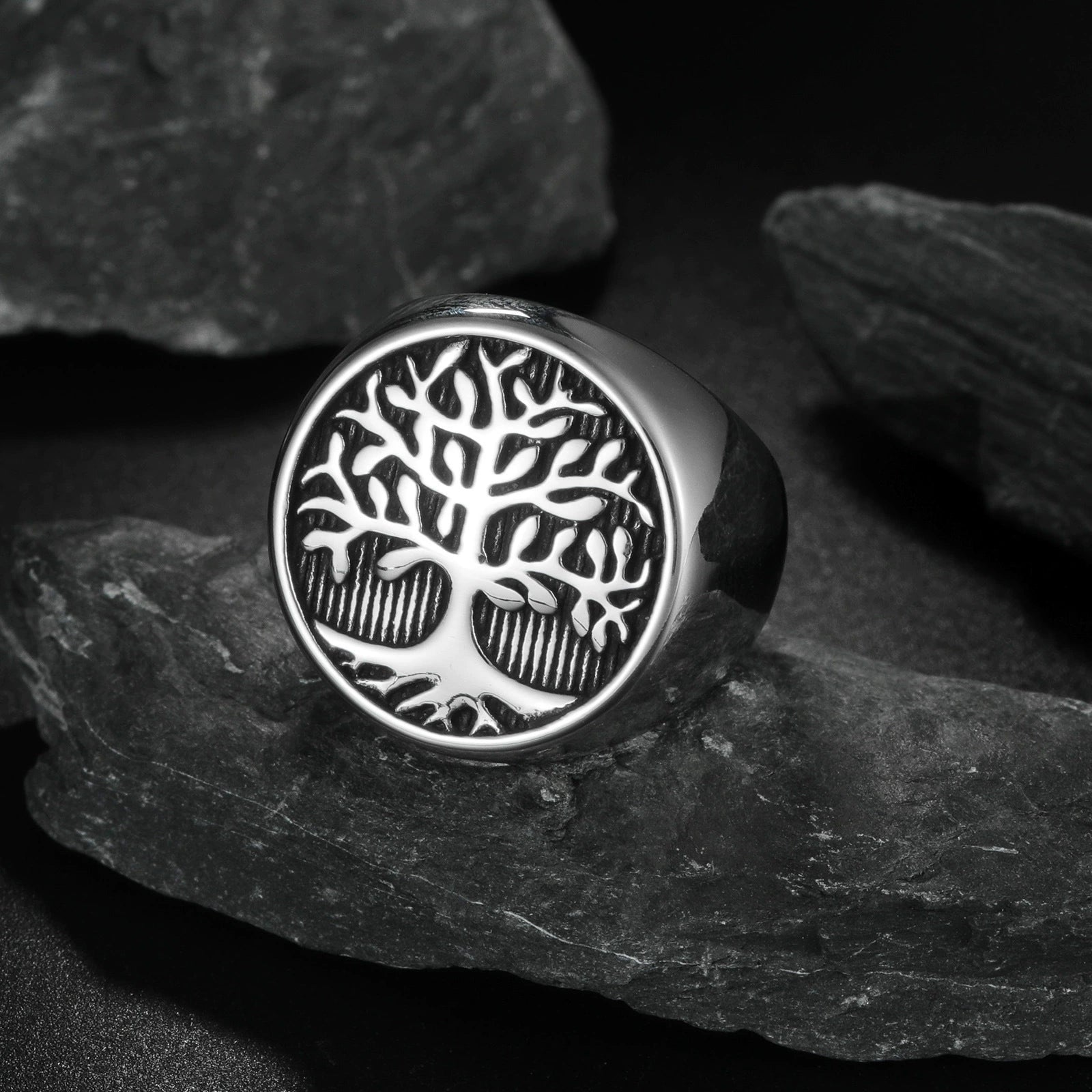 Seal Bracelet Life Tree Ring Titanium Steel Polish Unisex – GoodDiy
