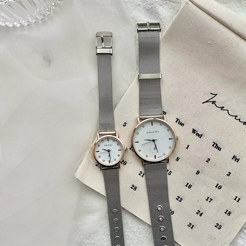 Silver Bracelet Watch Stainless Steel Band Round Dial Retro Artistic ...