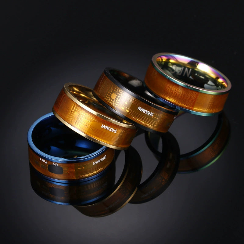 Smart Jewelry Titanium Steel Ring With Letters Numbers Text Pattern ...