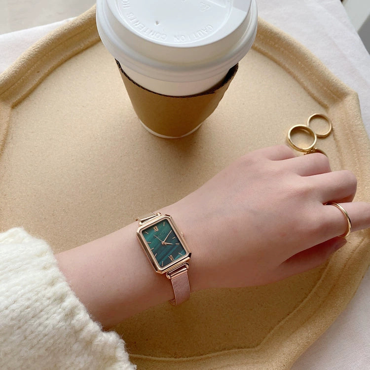 Square Dial Stainless Steel Wire Band Women's Retro Artistic Leisure ...