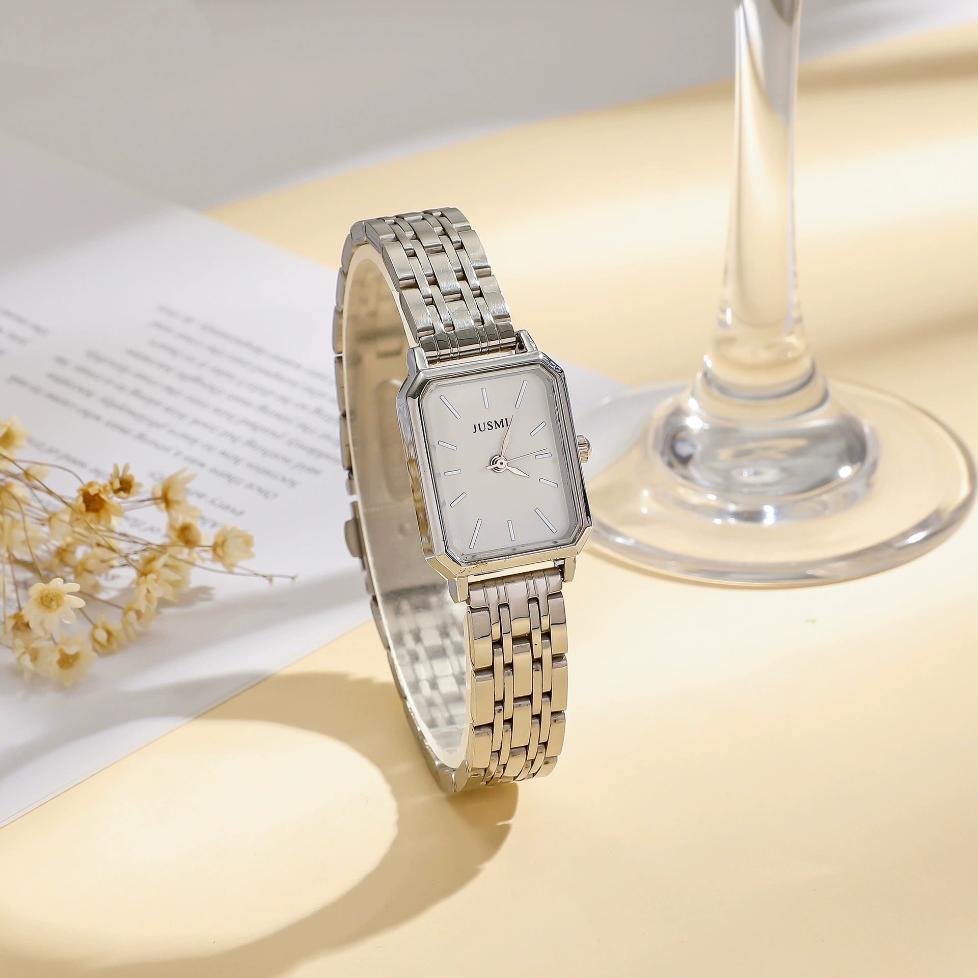 Square Women's Alloy Case Pu Strap Leisure Style Fashion Quartz Watch ...