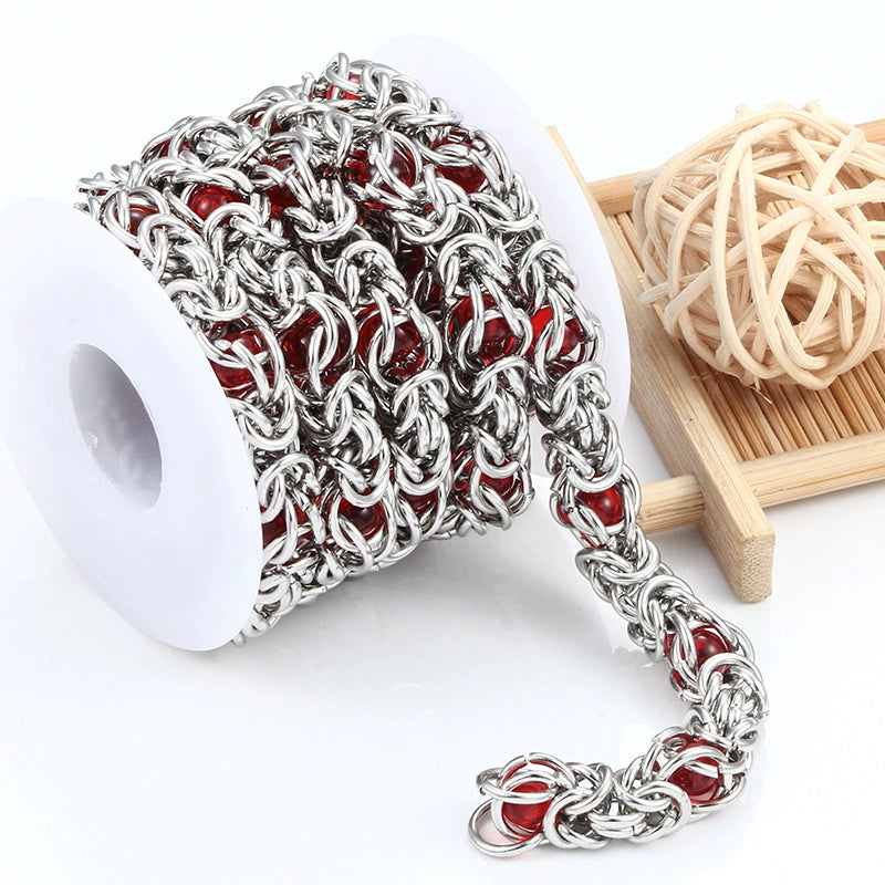 Stainless Steel Clip Red Ball Keel Chain Jewelry For Men And Women ...