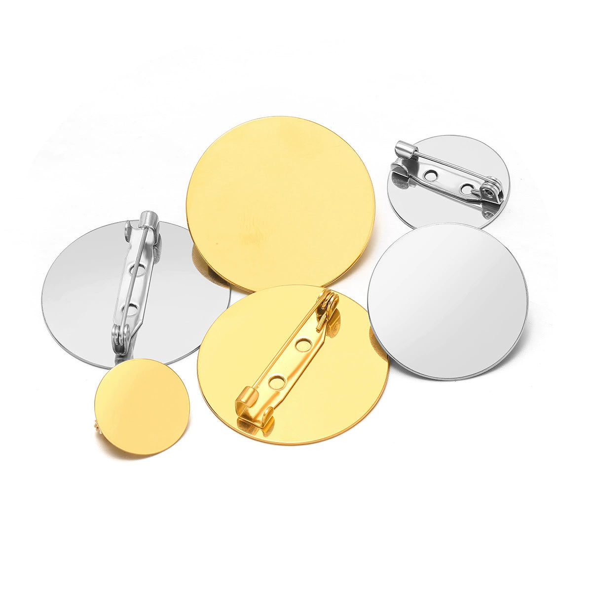 Stainless Steel Convex Embossed Brooch Base Blank Tray Diy Jewelry ...