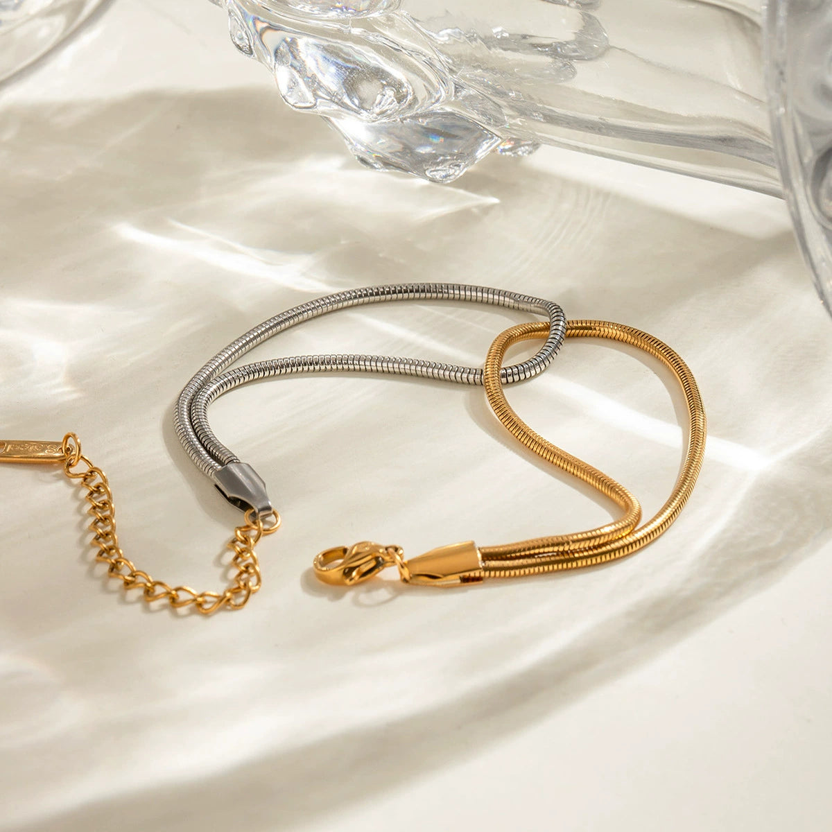 Stainless Steel Geometric Hollow Snake Chain Color Matching Electropla ...
