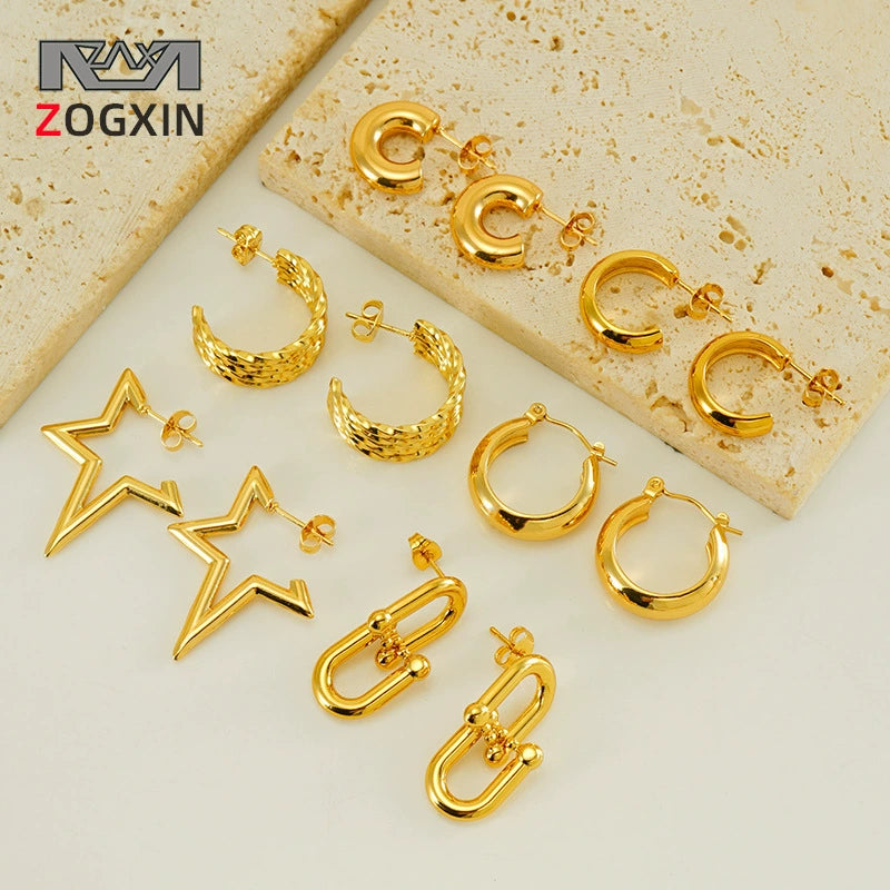 Stainless Steel Horseshoe Buckle C Shape Woven Irregular Women's ...