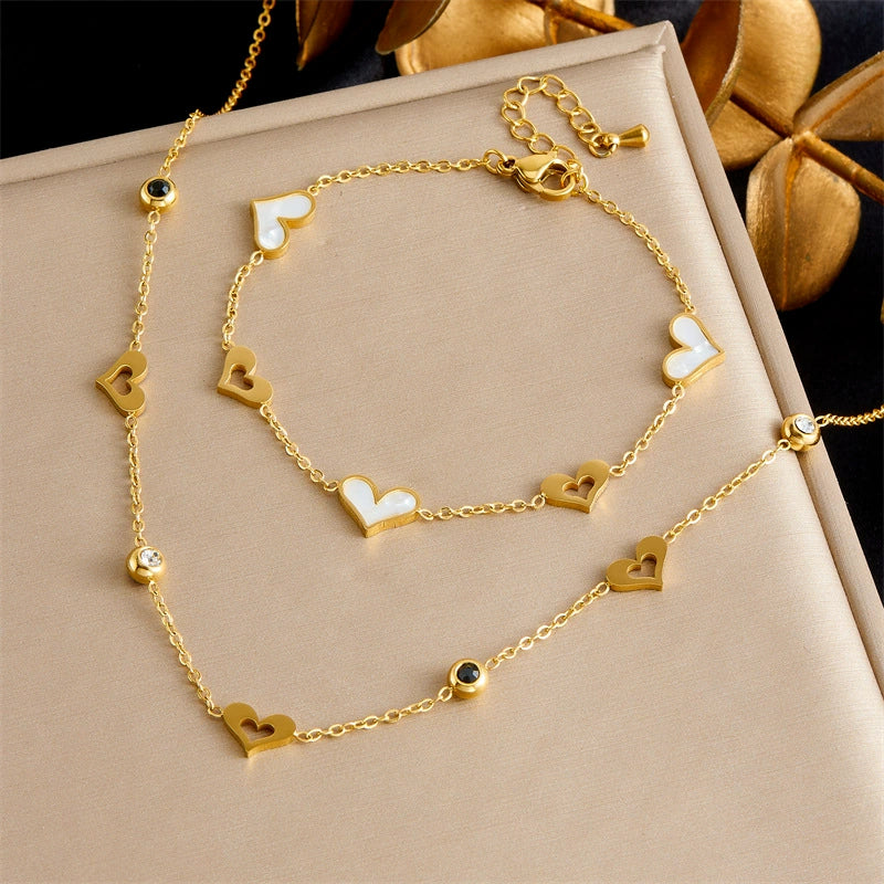Stainless Steel Jewelry Set With Love Drops Bells Pattern Electroplate ...
