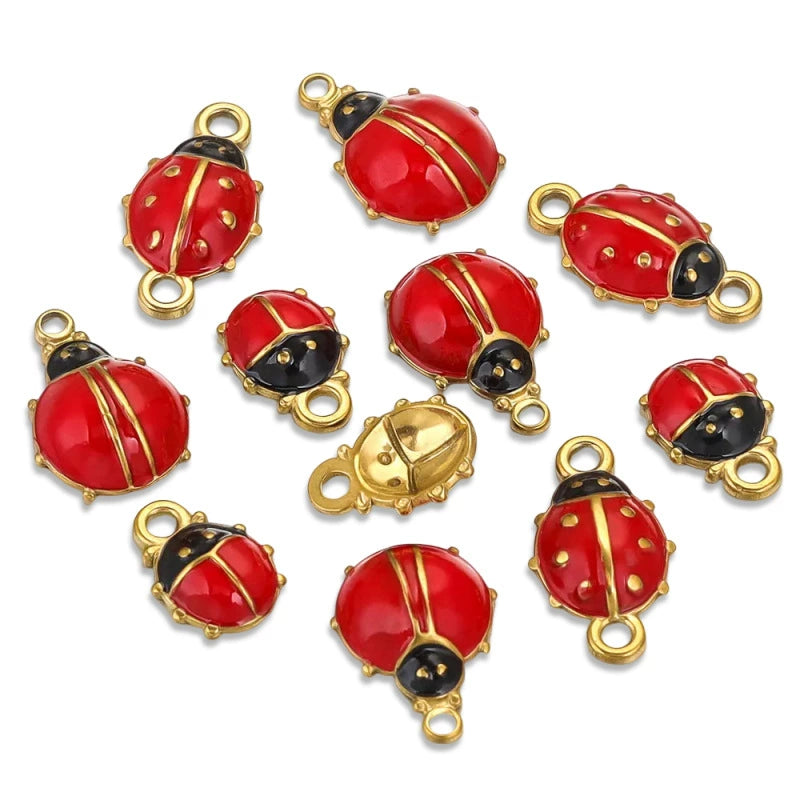 Stainless Steel Ladybug Pendant Jewelry Accessories With Dripping Oil ...