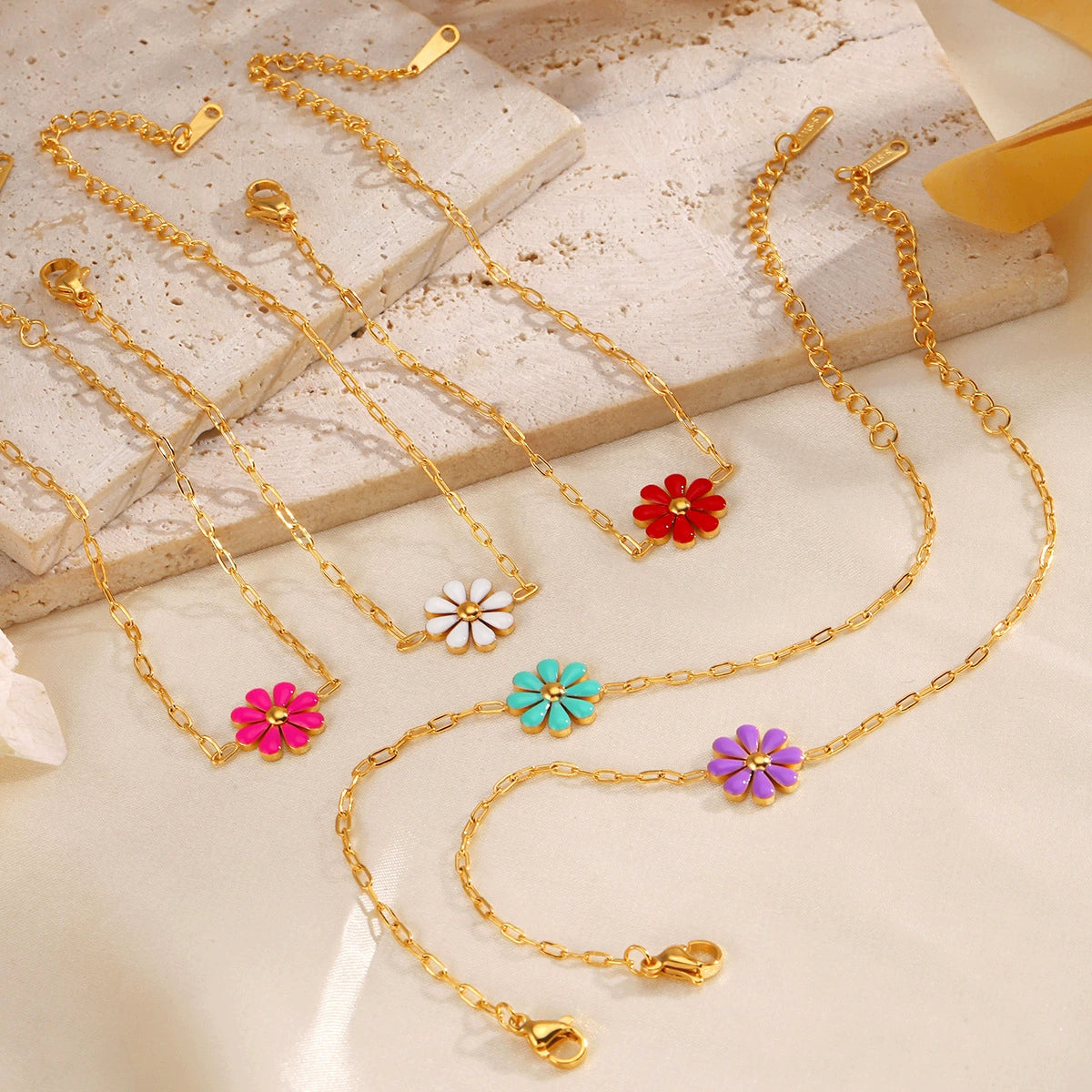 Stainless Steel Multicolor Oil Dripping Flower Electroplating Bracelet ...