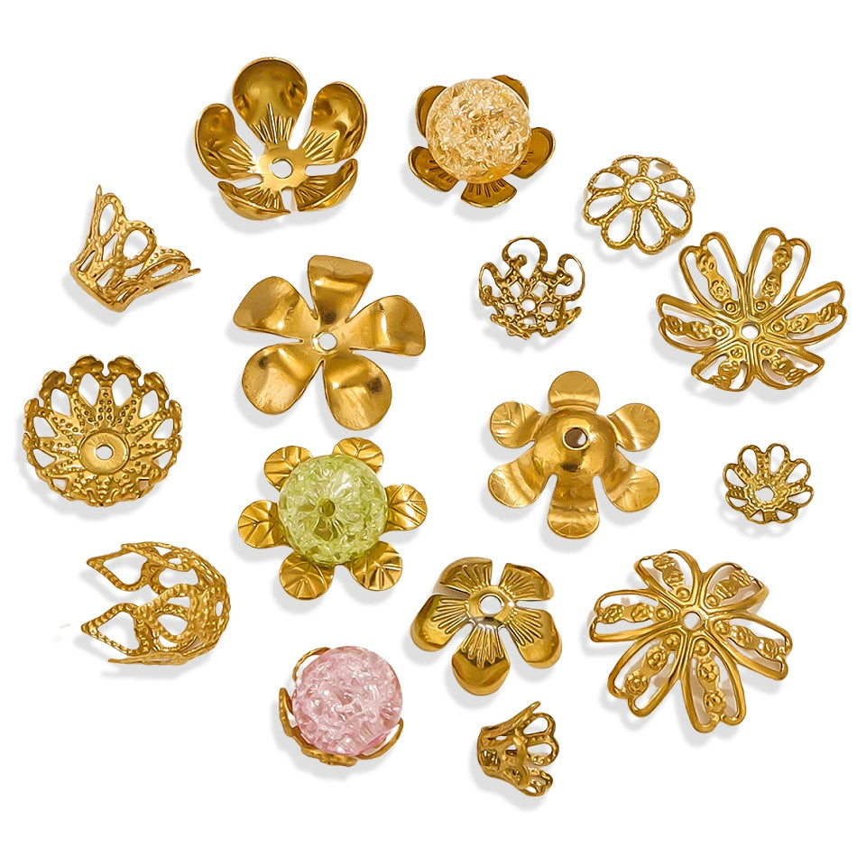 Stainless Steel Petal Torus Bead Cap Jewelry Making Material With Tote ...