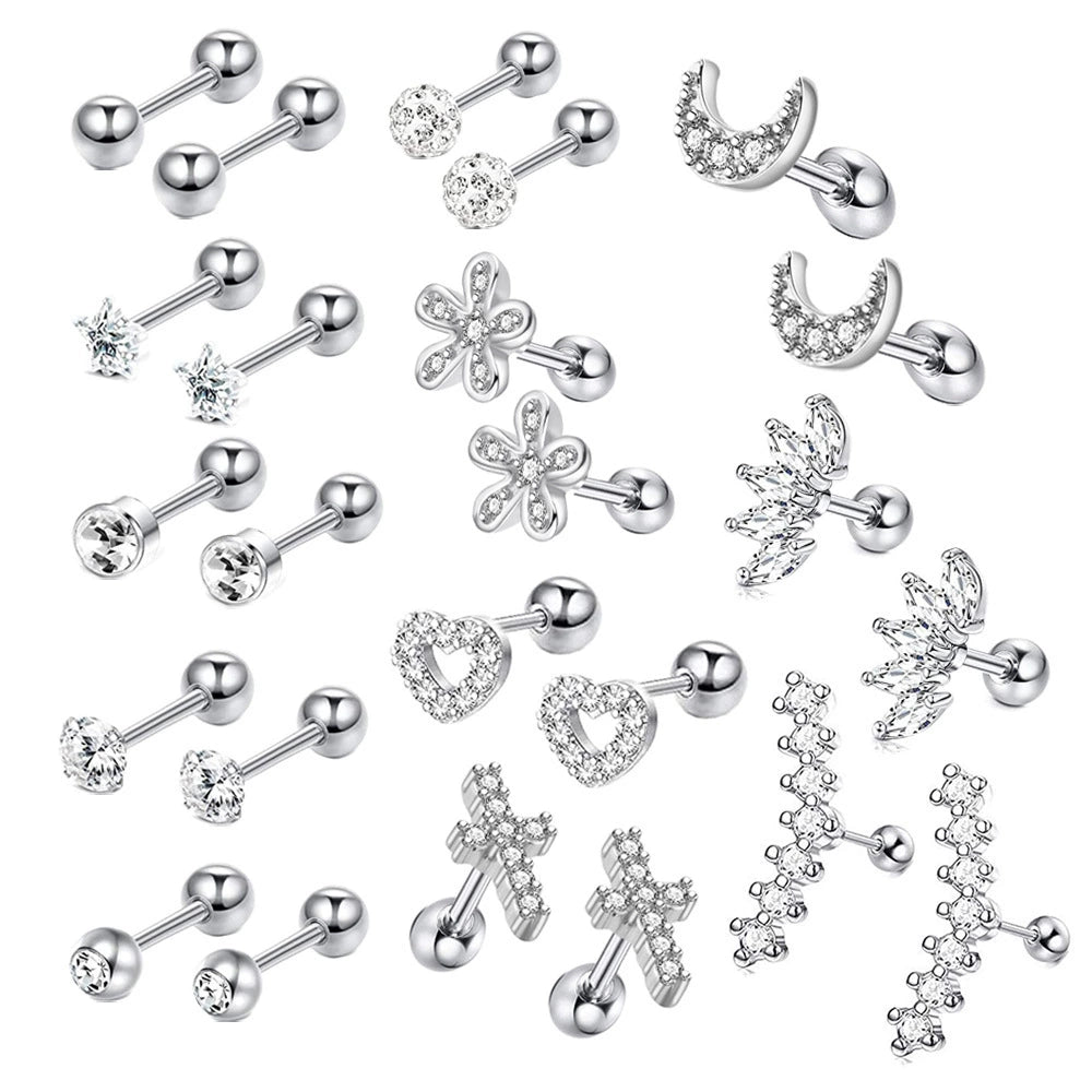 Stainless Steel Rhombus Threaded Piercing Ear Bone Nail Cartilage ...