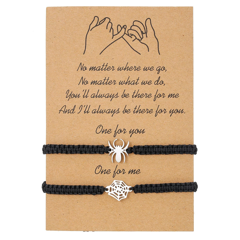 Stainless Steel Spider Animal Zodiac Braided Friendship Couple Bracelet ...