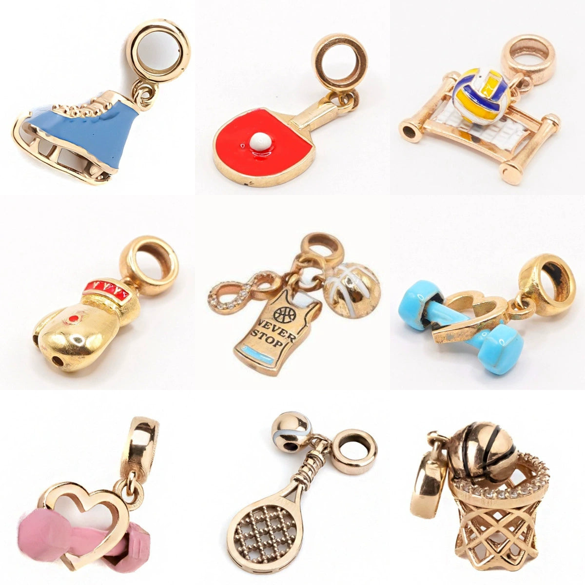 Stainless Steel Sports Barbell Pendant Furnace Vacuum Electroplated 18K ...