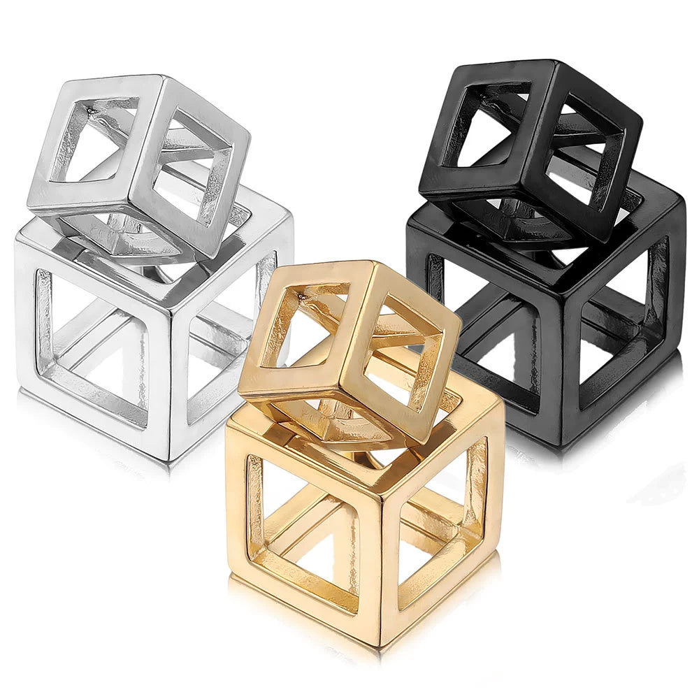 Stainless Steel Square Rubik's Cube Pendant Necklace Electroplated ...