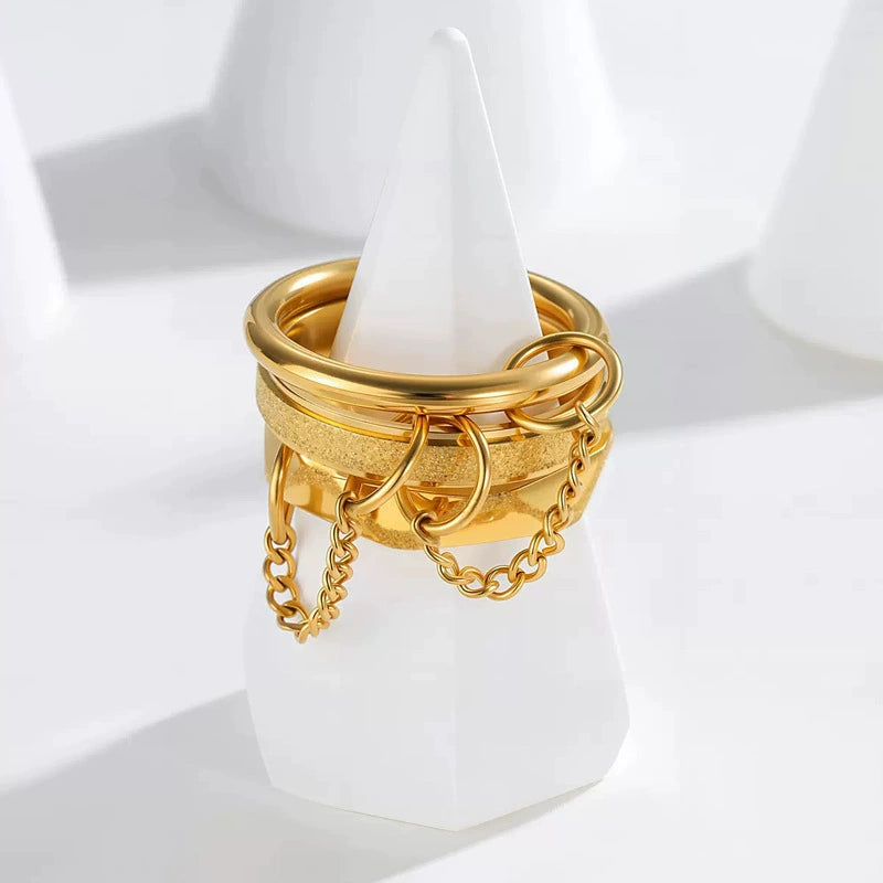 Stainless Steel Stacking Men's Rings Ins Punk Style Geometric ...