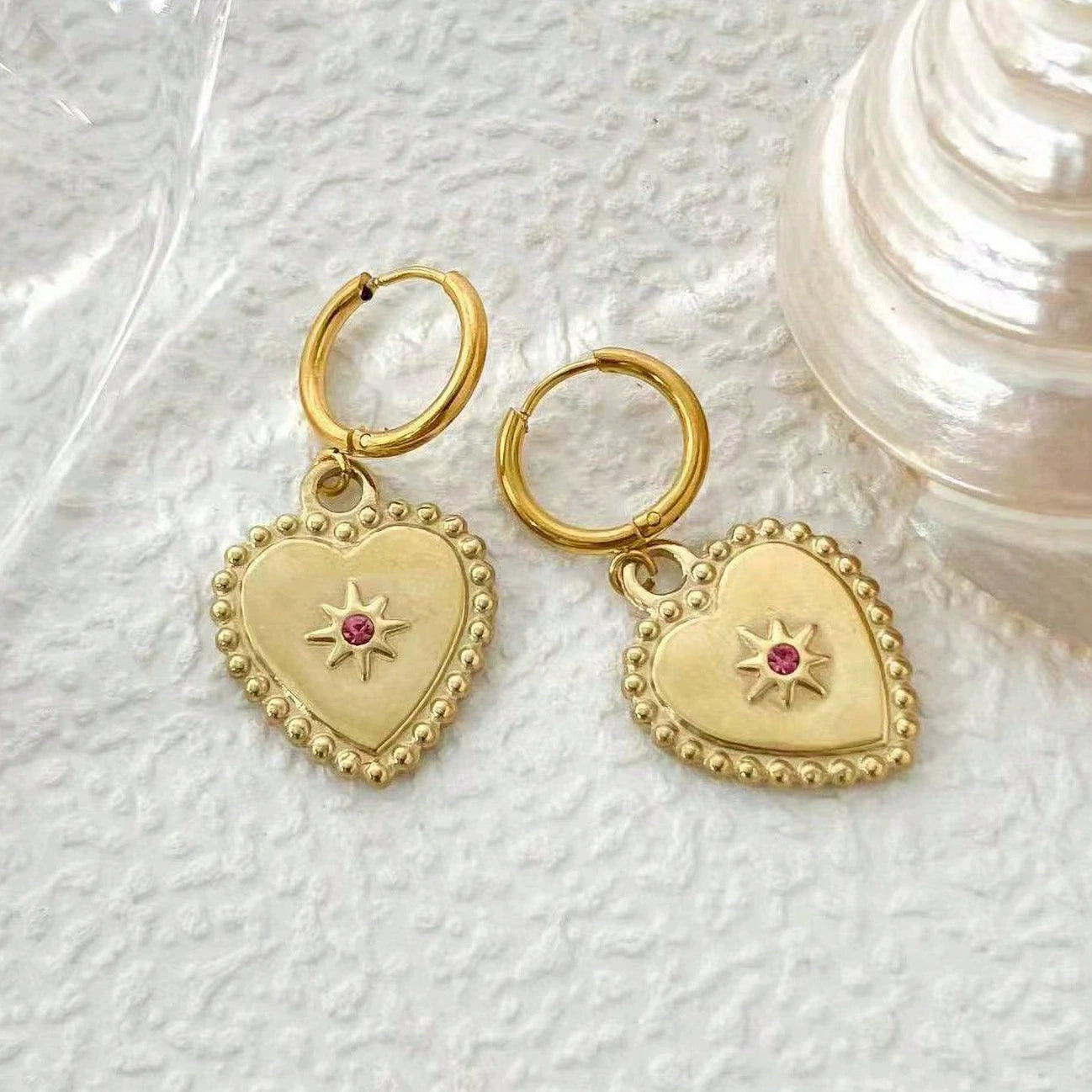 Stainless Steel Sweet Heart Shape Electroplated Love Pendant Earrings ...