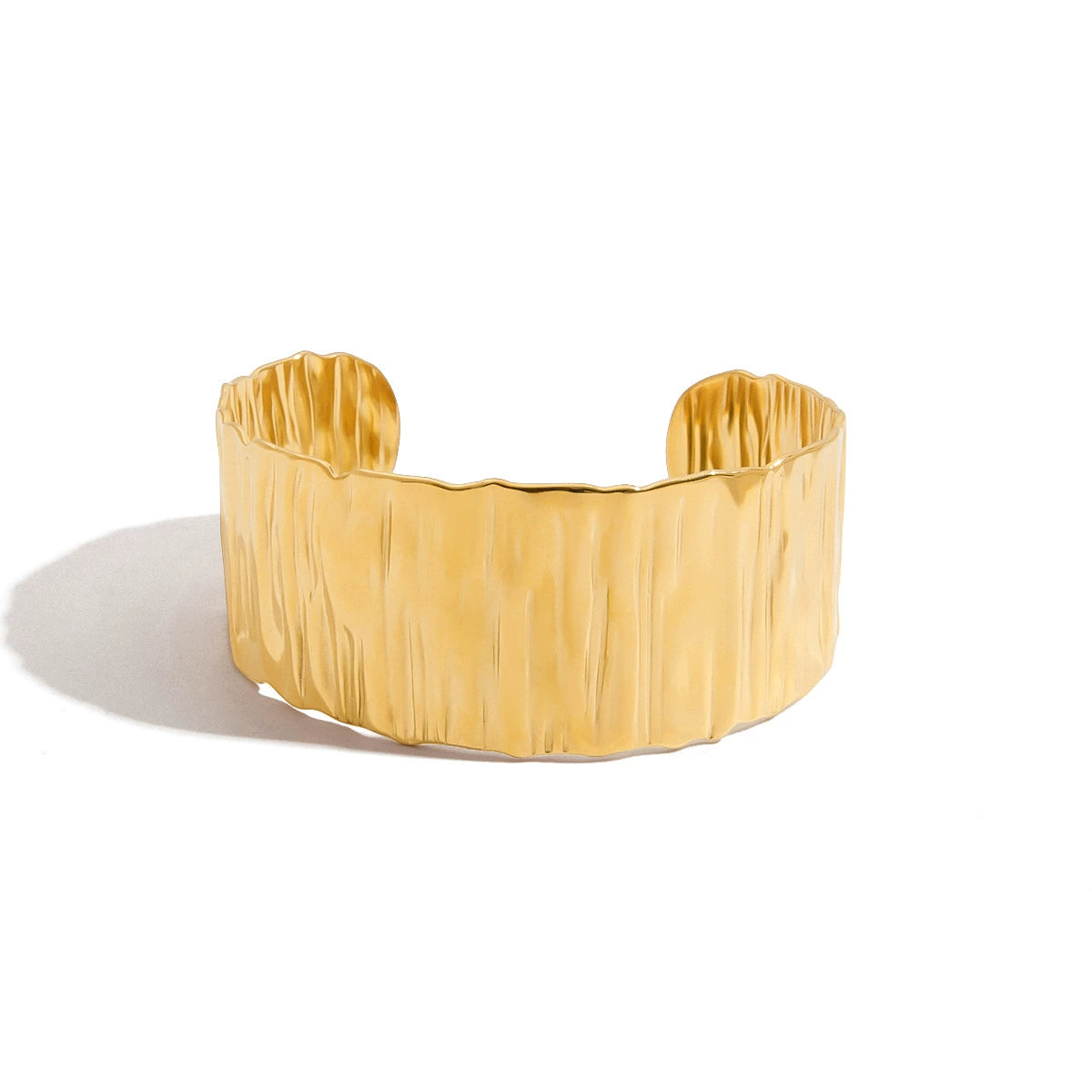 Stainless Steel Wide Bracelet Minimalist Design Unique Texture ...
