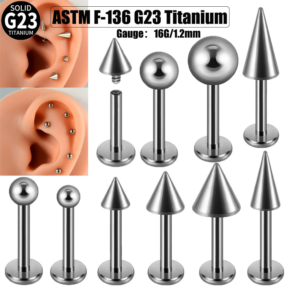 Titanium Internal Thread Pointed Cone Lip Nail Simple Ball Internal ...