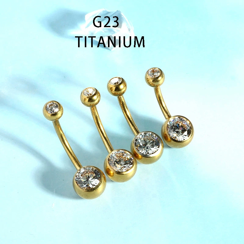 Titanium Navel Ring Ball Shape Unisex Body Piercing Jewelry Inlaid With ...