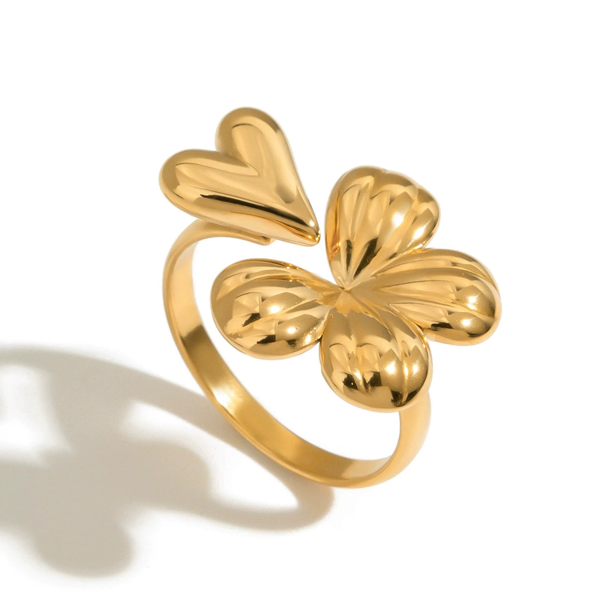 Titanium Steel And Stainless Steel Four Leaf Clover Split Ring With ...