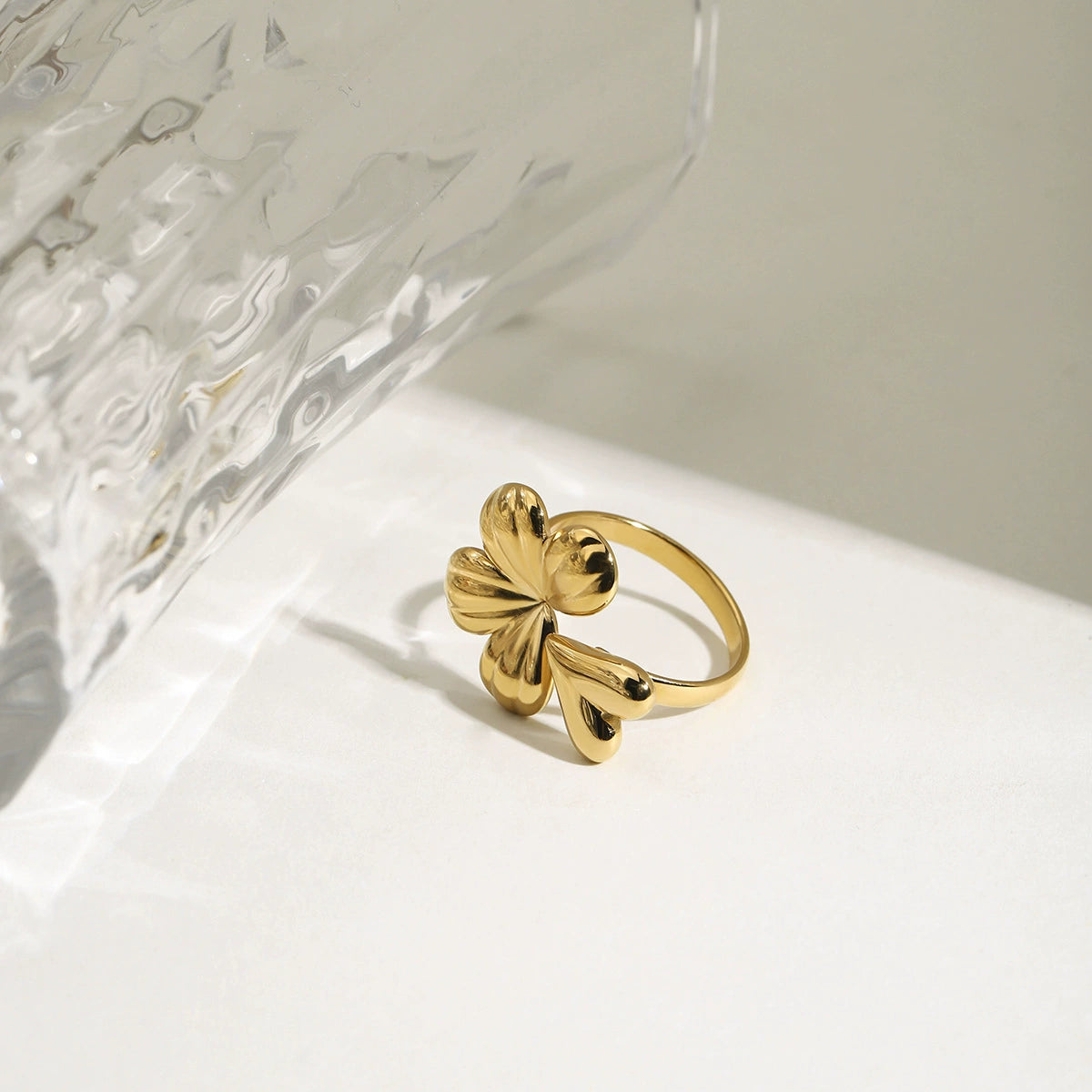 Titanium Steel And Stainless Steel Four Leaf Clover Split Ring With ...