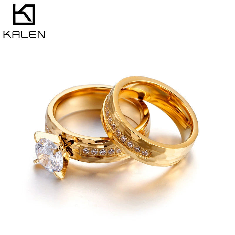 Titanium Steel Couple's Ring With Microinlaid Diamond Hammered Texture ...