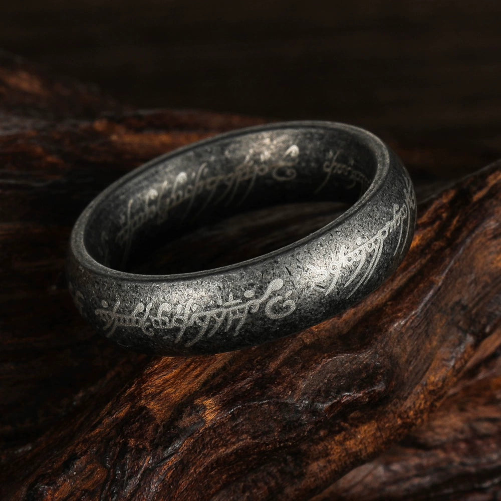 Titanium Steel Ring With Distressed Style And Letters Numbers Text ...