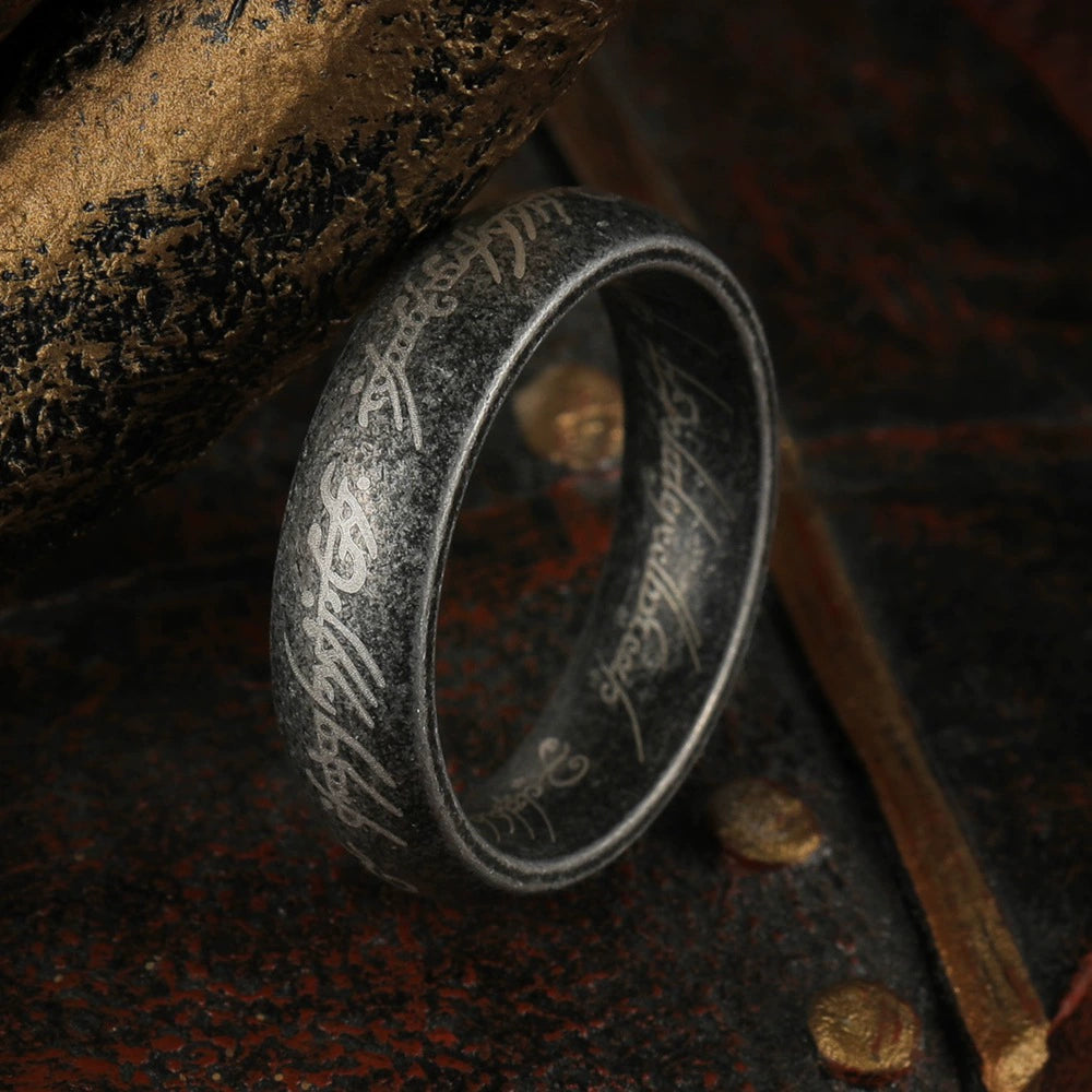 Titanium Steel Ring With Distressed Style And Letters Numbers Text ...