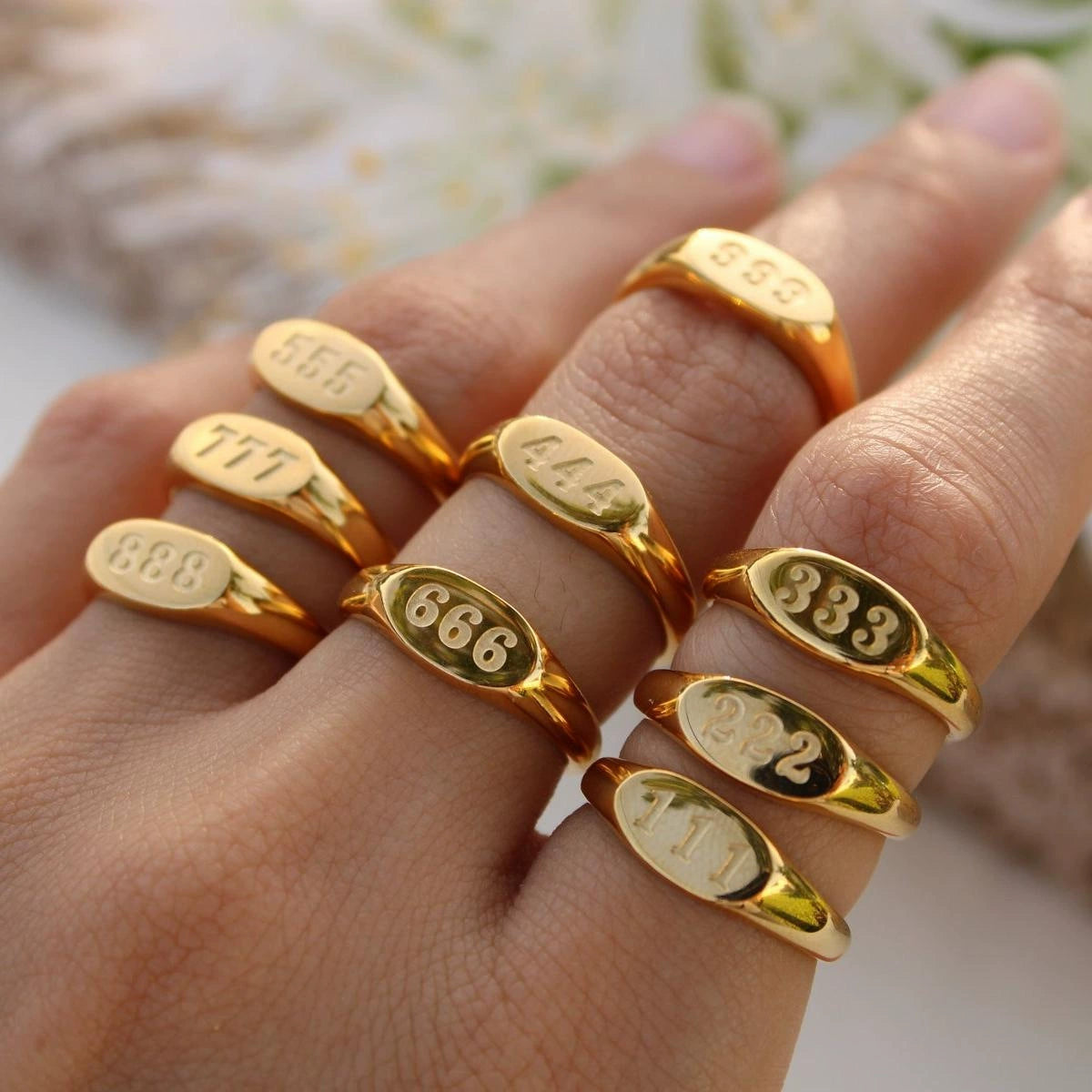 Titanium Steel Ring With Number Pattern Retro Style Electroplated For ...