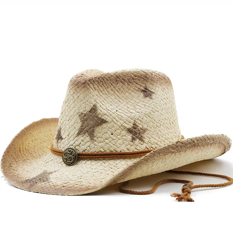 Unisex Cowboy Style Star Crimping Straw Hat – GoodDiy