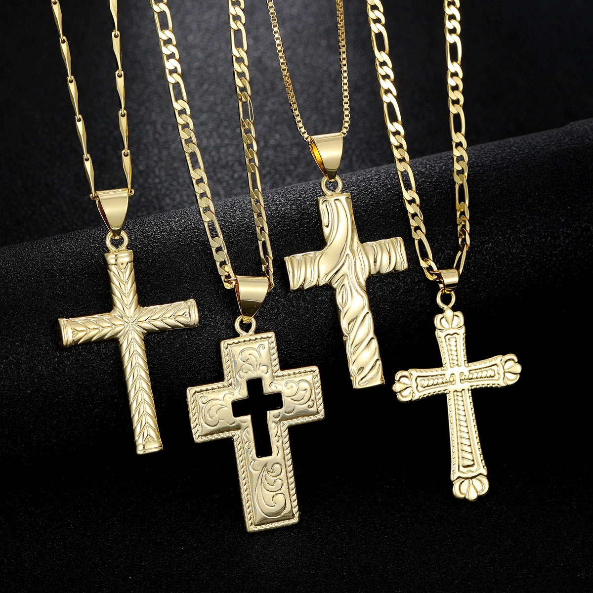Vintage Hip Hop Style Geometric Cross Pendant Necklace Copper Electrop ...