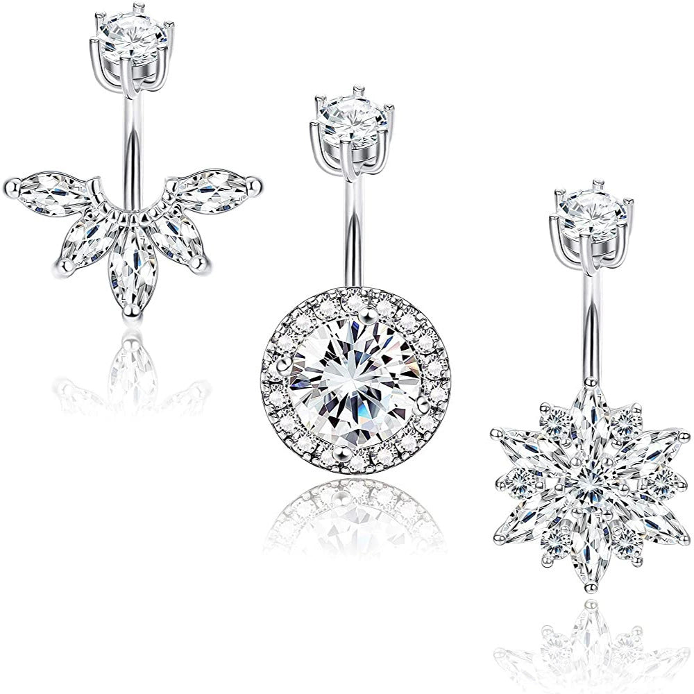 Vintage Stainless Steel Navel Ring Set With The Crown Pattern For Body ...
