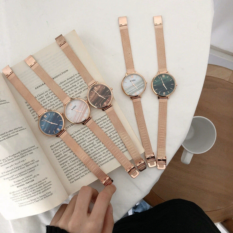 Watch Alloy Band Round Dial Female Student Simple Retro Artistic ...