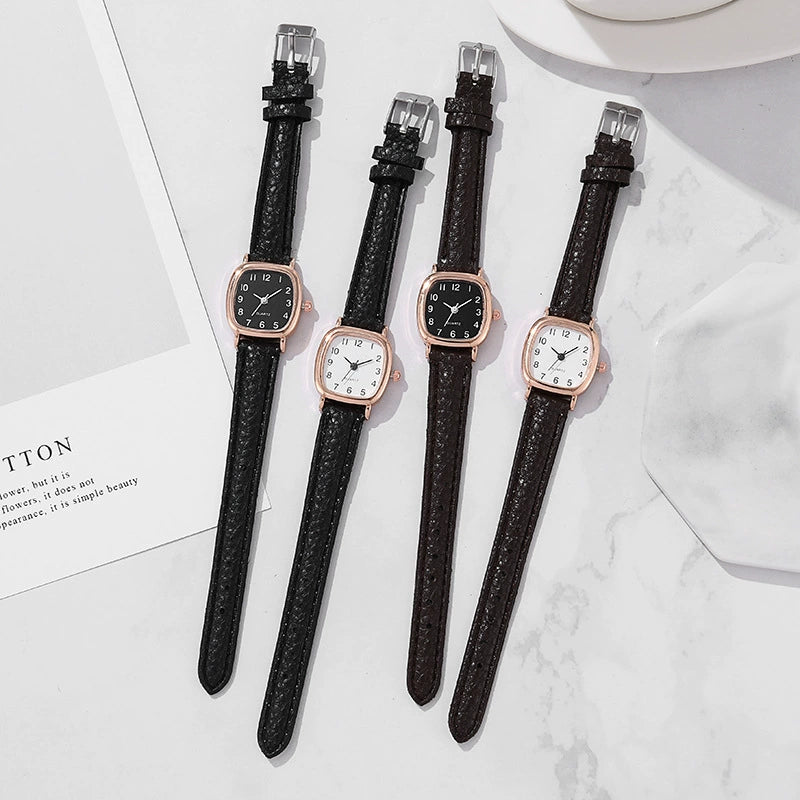 Watch Alloy Imitation Leather Strap Square Dial Leisure Style – GoodDiy
