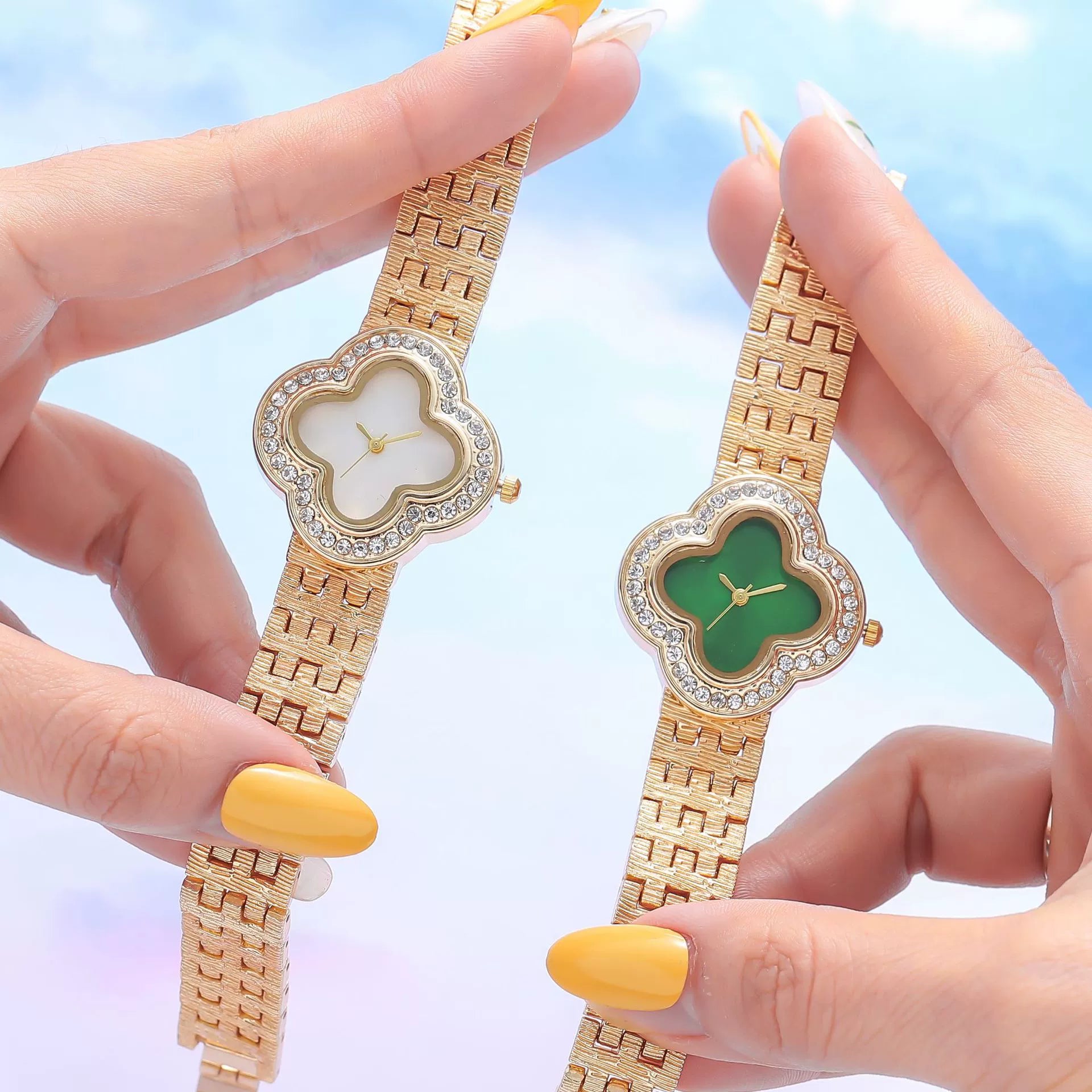 Wholesale Alloy Bracelet Watch With Four Leaf Clover And Rhombus Dial ...