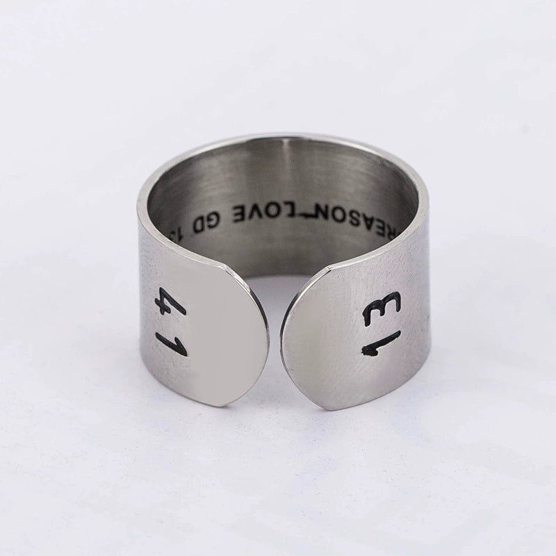 Wholesale Couple Ring Titanium Steel With Letters Numbers Text And Oil ...