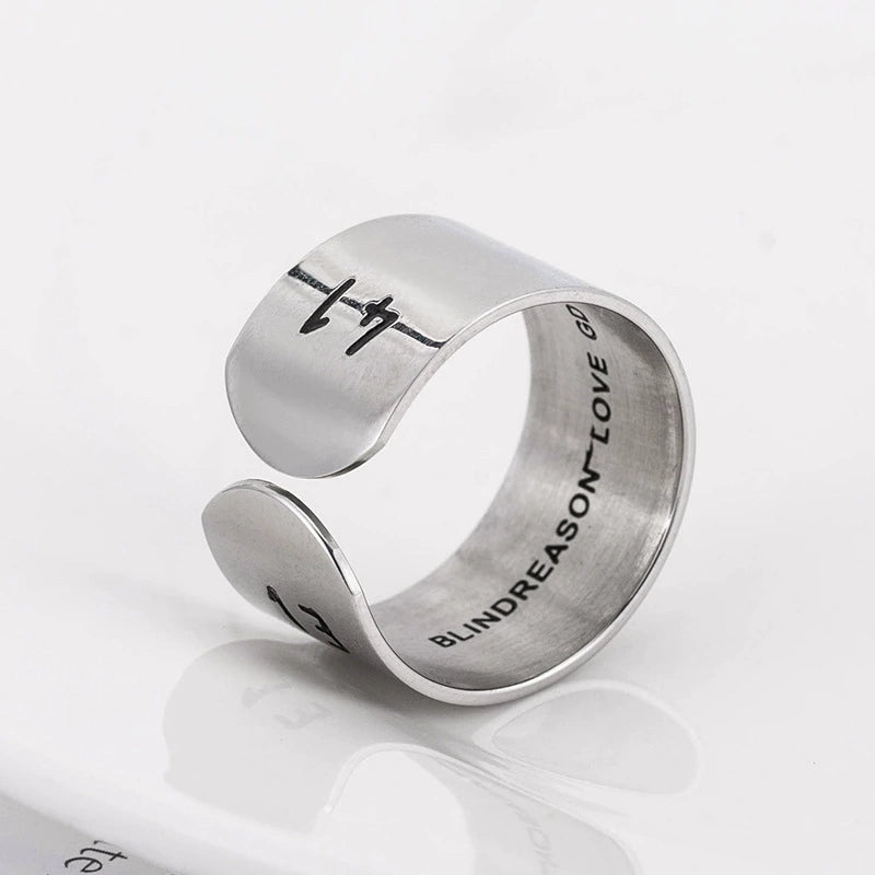 Wholesale Couple Ring Titanium Steel With Letters Numbers Text And Oil ...
