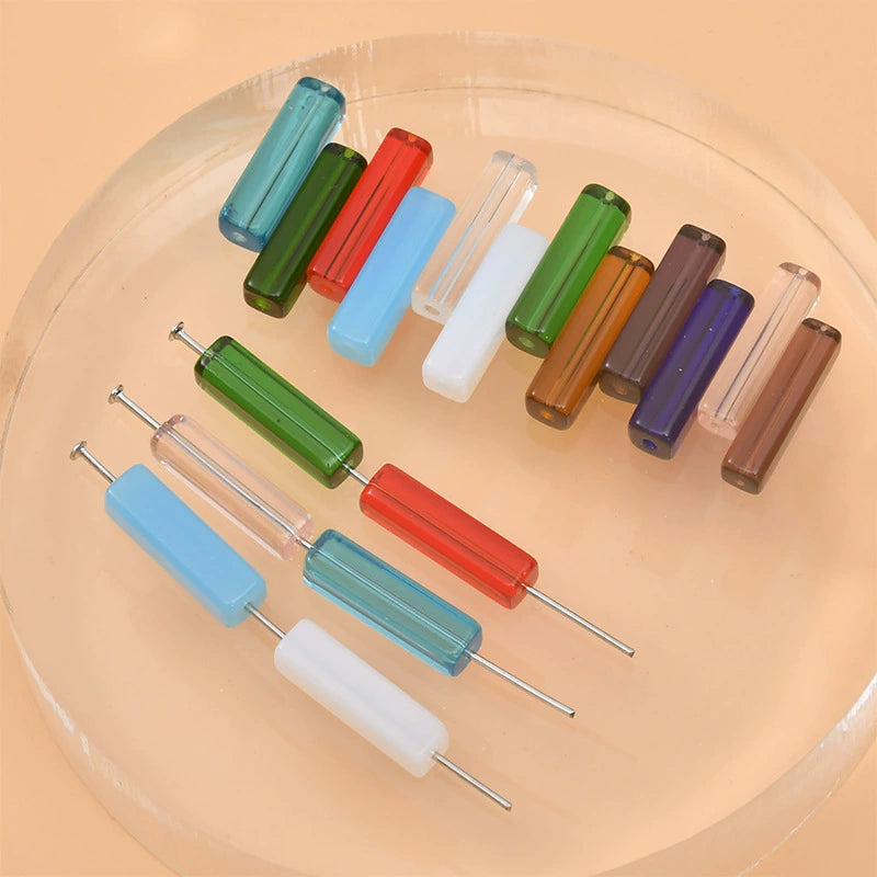 Wholesale Crystal Glass Long Square Straight Tube Beads Jewelry Making ...