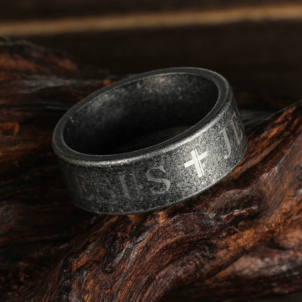 Wholesale Distressed Titanium Steel Ring With Letters Numbers Text For ...