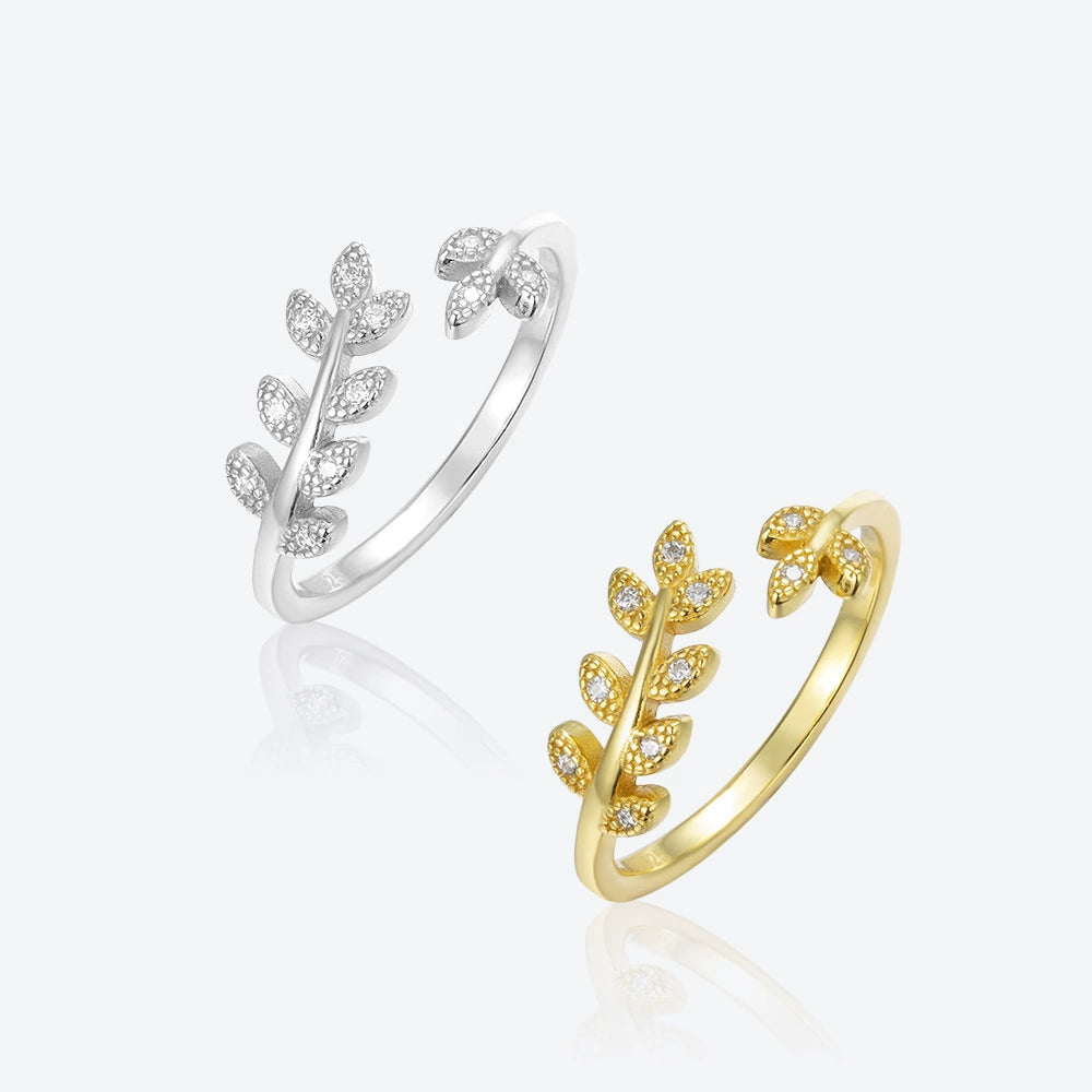 Wholesale Fresh Diamond Leaf Ring In Niche Design 925 Silver With Diam ...