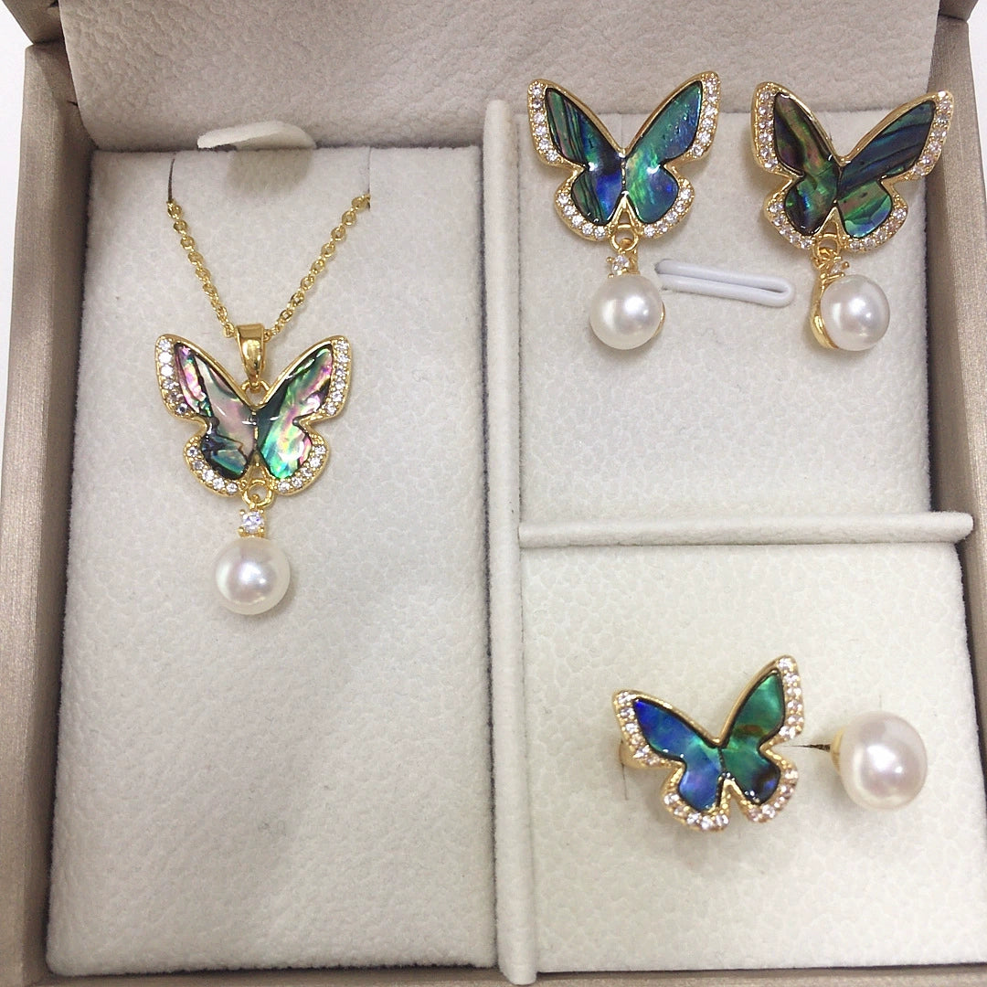 Wholesale Freshwater Pearl Jewelry Set With Abalone Shell And Butterfly ...