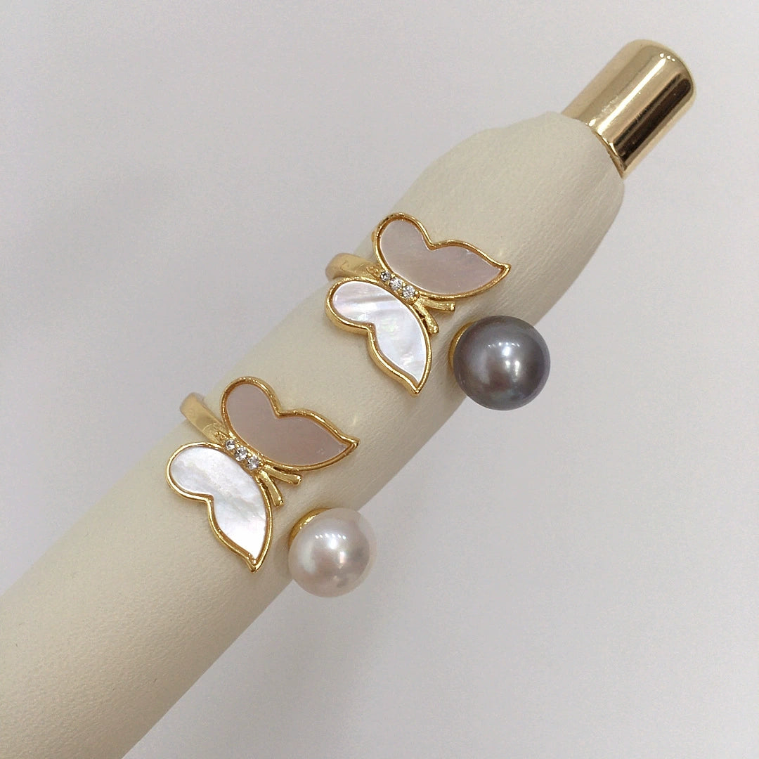 Wholesale Freshwater Pearl Ring Copper 18K Real Gold Electroplating ...