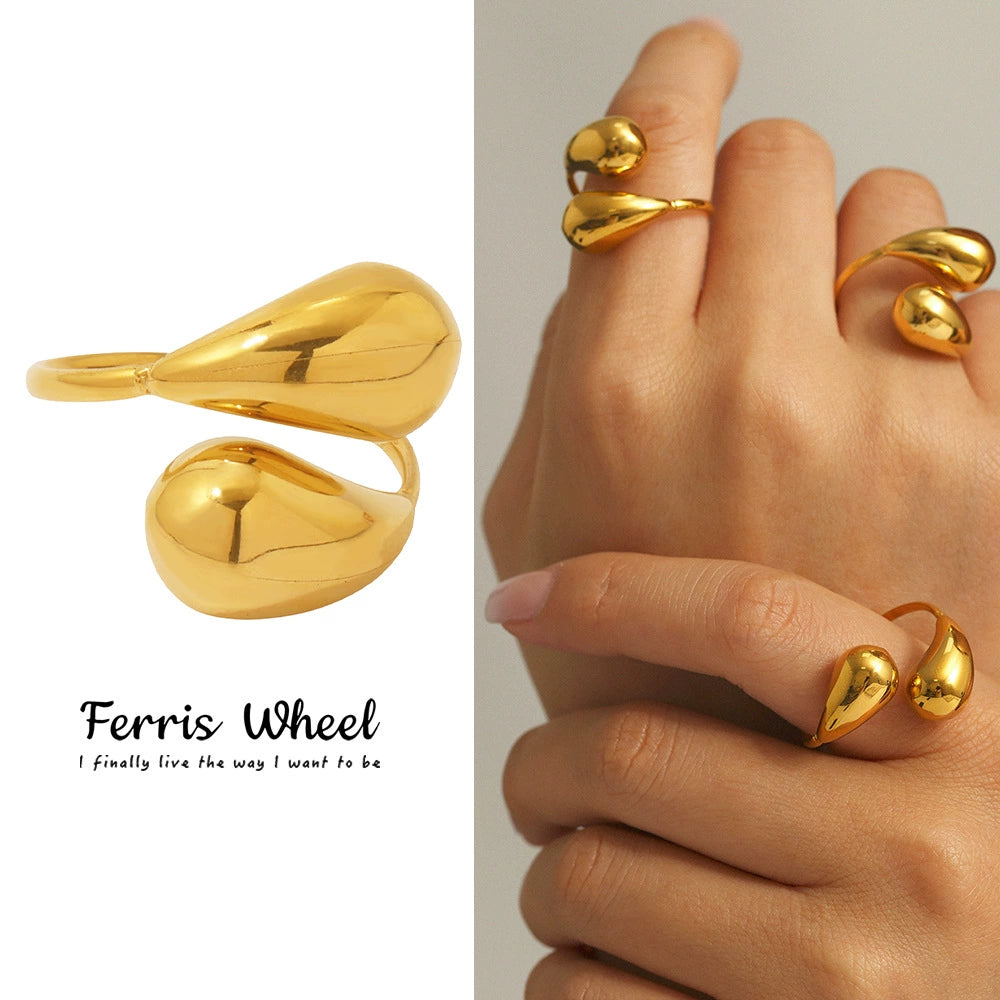 Wholesale Geometric Electroplated Titanium Steel Drop Ring With Niche ...