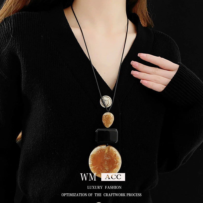 Wholesale Geometric Plastic Resin Leather Cord Necklace With ...