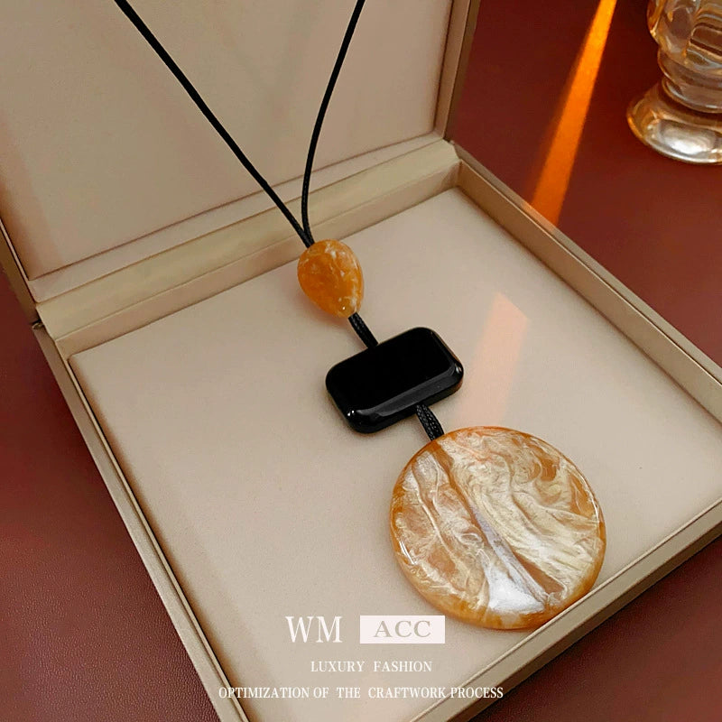 Wholesale Geometric Plastic Resin Leather Cord Necklace With ...