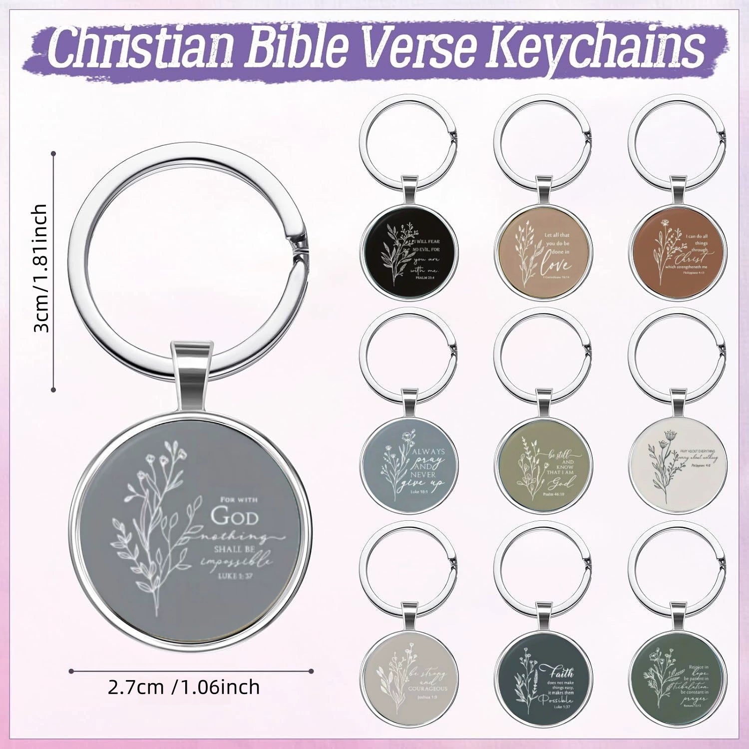 Wholesale Glass Keychain With Cross Crown Roman Numerals Pattern And E ...