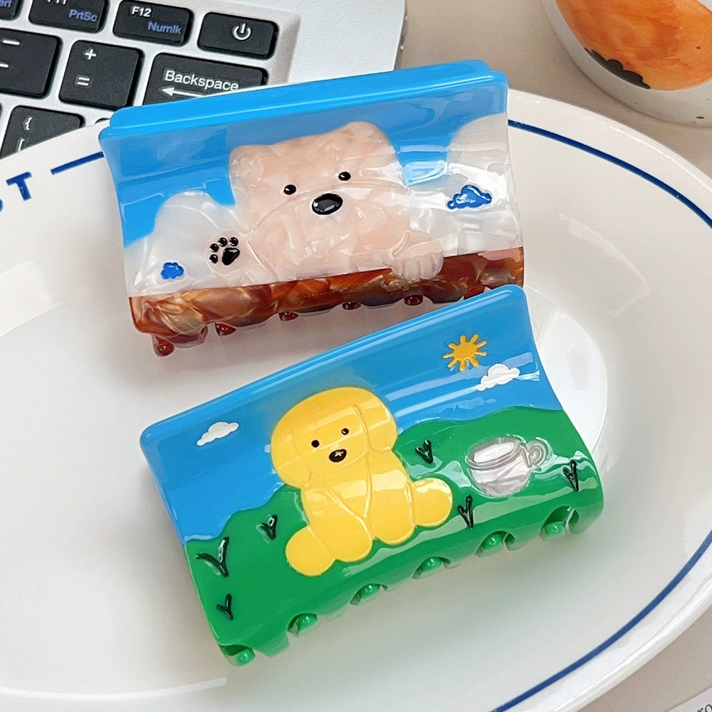 Wholesale Handmade Acetic Acid Cartoon Animal Rectangular Hair Grab Cl ...