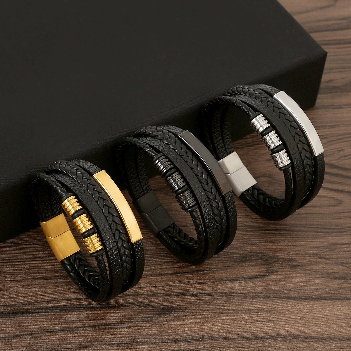 Wholesale Handwoven Leather Bracelets With Stainless Steel Magnet Buck ...