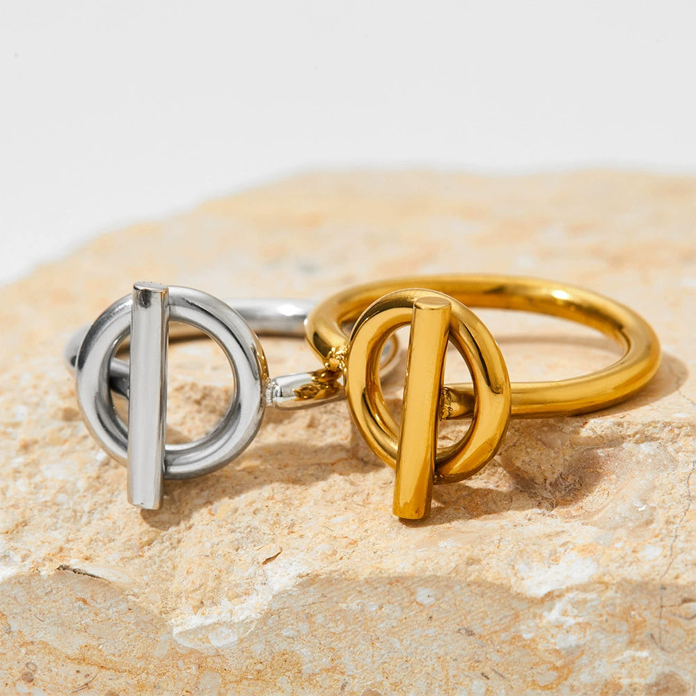 Wholesale High End Simple Fashion Geometric T Shaped Ring In Stainless ...